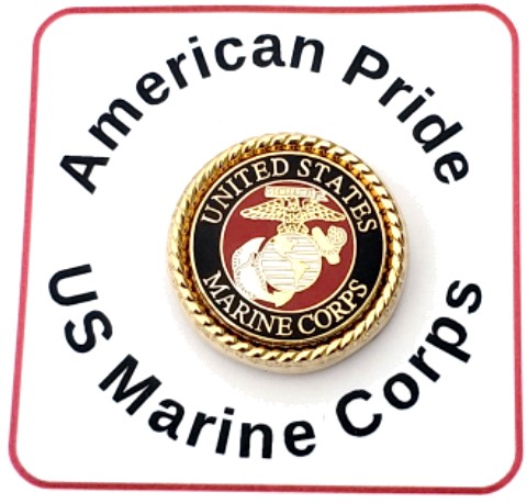 US MARINE CORPS Military Lapel Pin with Gold Rope Bezel /pinch clip ...