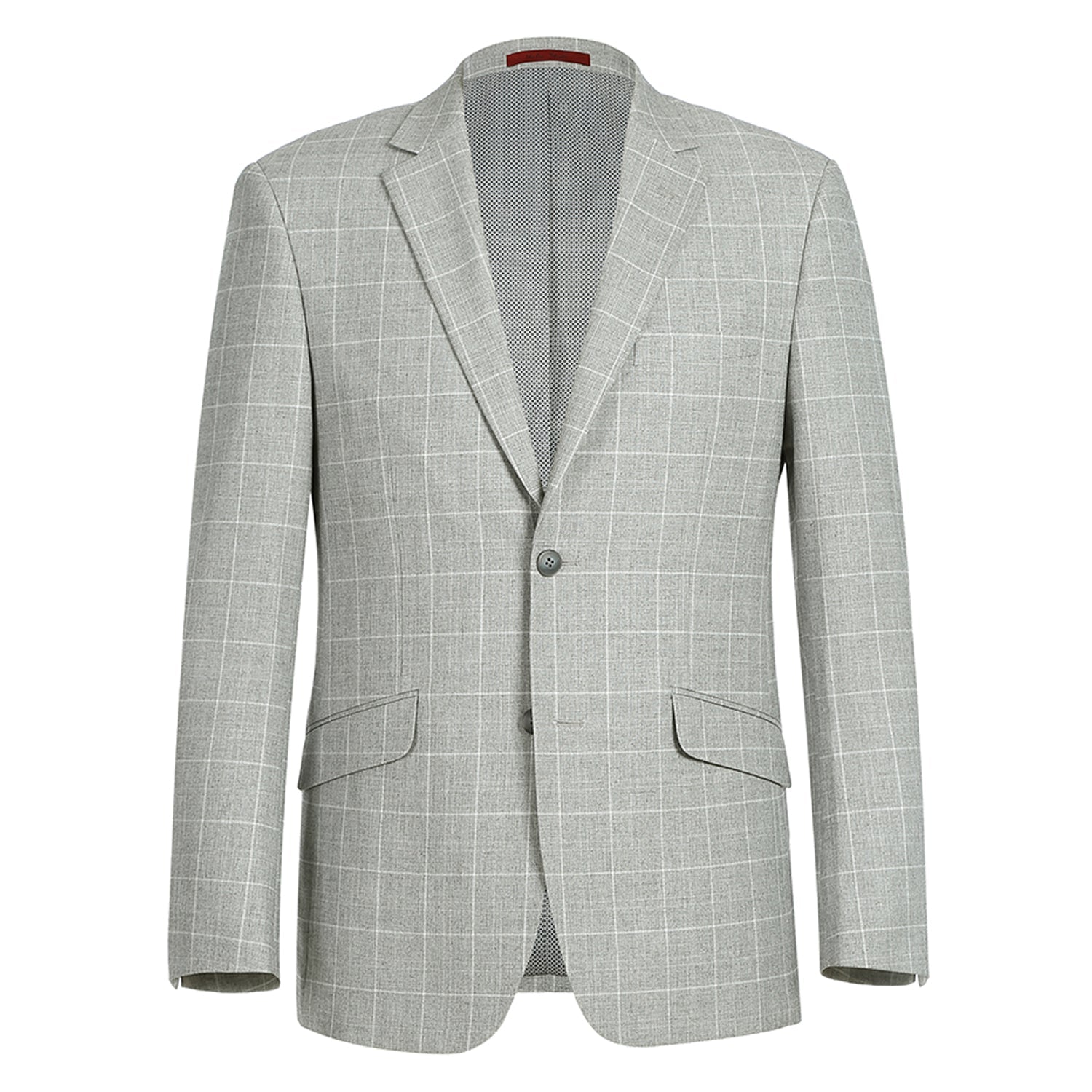 Men's Slim Fit Notch Lapels Light Gray Check Blazer - Sport Coat Blazer