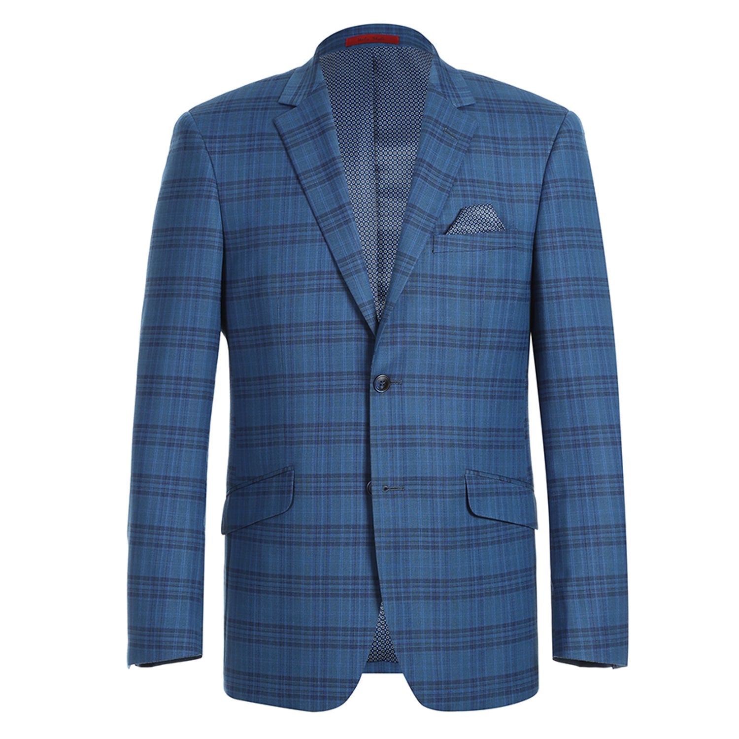 Men's Slim Fit Notch Lapels Blue Check Blazer - Sport Coat Blazer