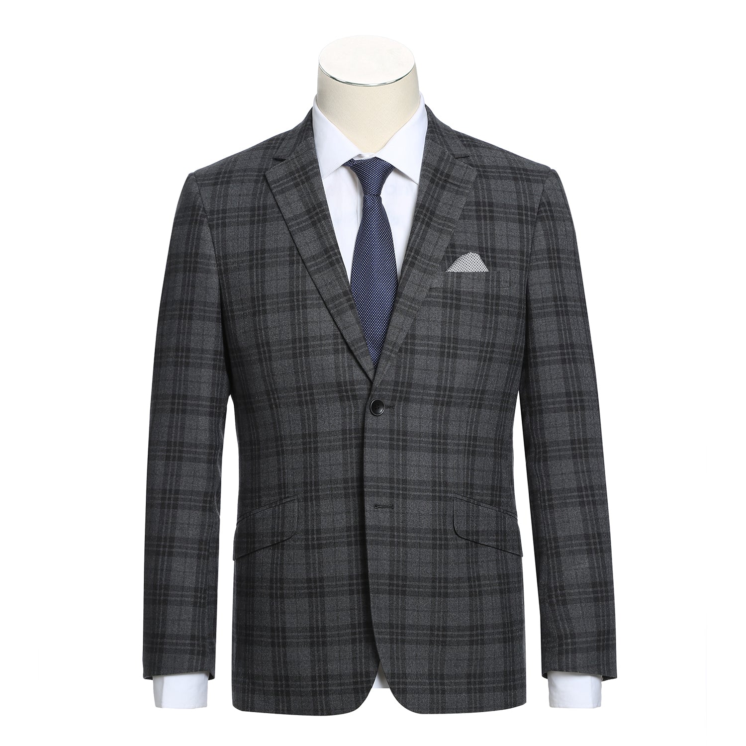 Men's Slim Fit Checked Suits - Sport Coat Blazer